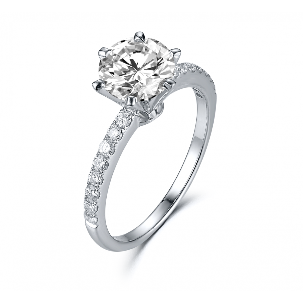 Pondio White Gold Diamond Engagement Ring Casing