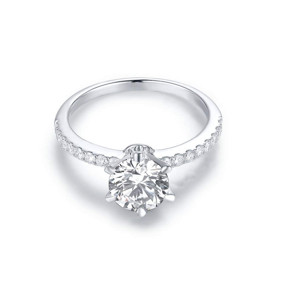 Pondio White Gold Diamond Engagement Ring Casing